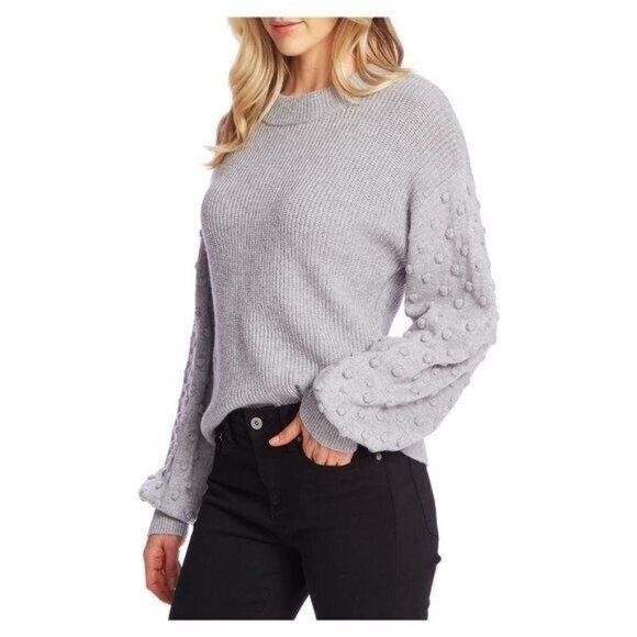 CeCe | Sweaters | New Cece Gray Puff Sleeve Bobble Ribbed Sweater ...